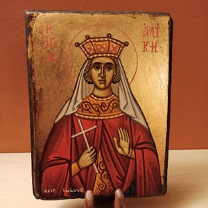 Saint Alice, ( Αγία Αλίκη ) Hand Painted Greek Orthodox Byzantine Icon ...
