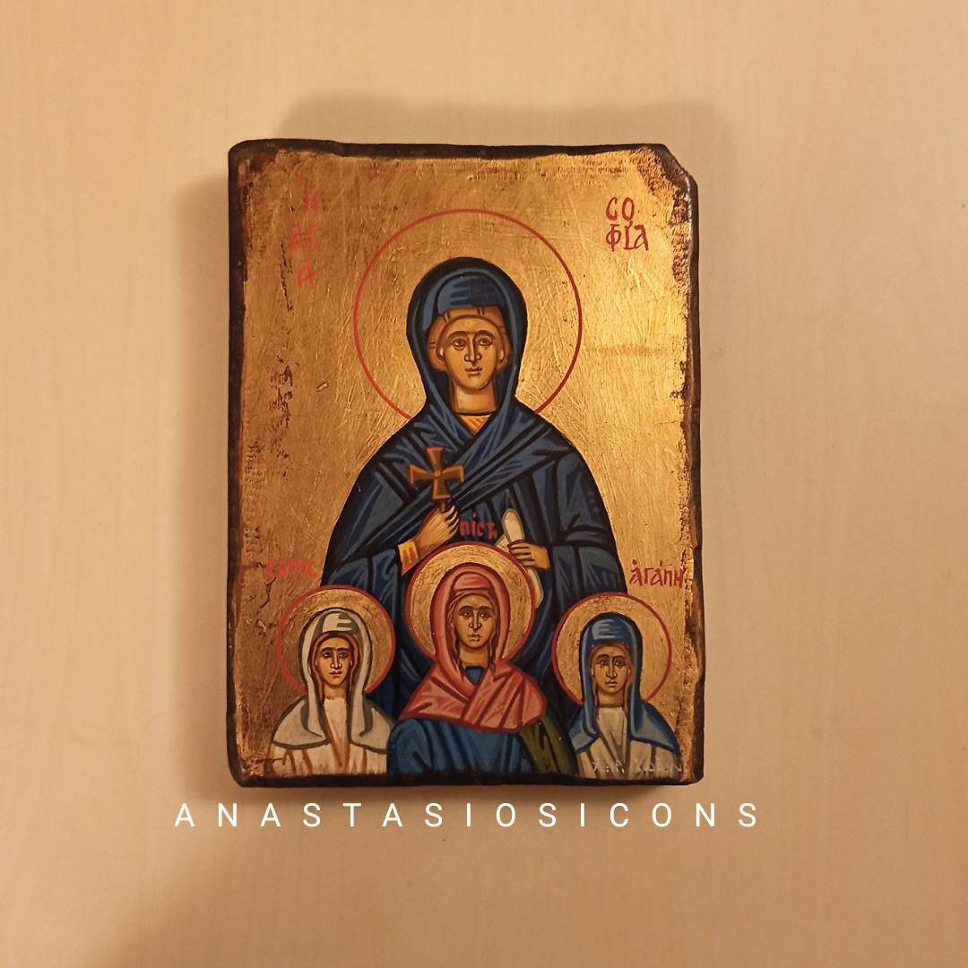 Saint Sofia ( Αγία Σοφία ), Hand Painted Orthodox, Byzantine Icon. - Etsy