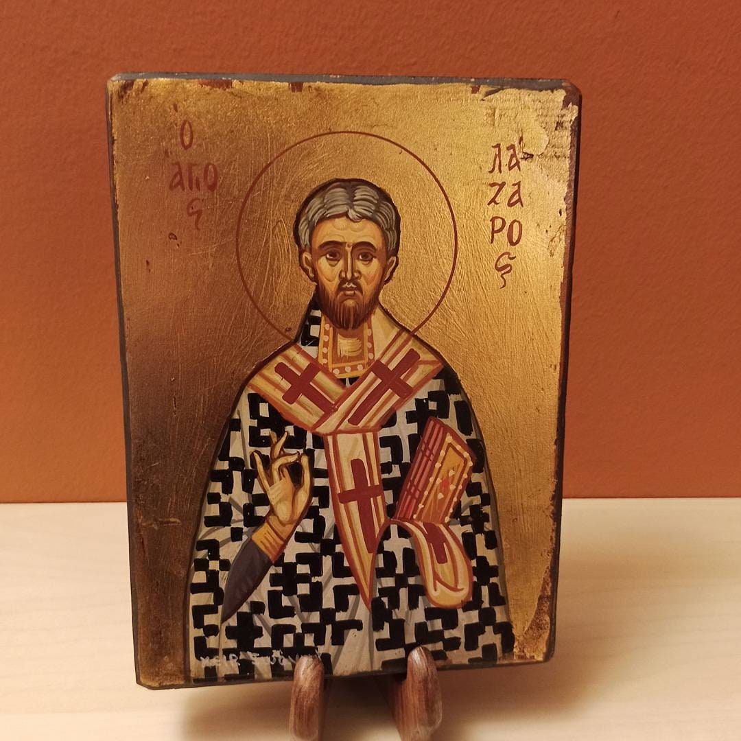 Saint Lazarus, ( Ο Άγιος Λάζαρος ) Hand Painted Greek Orthodox ...