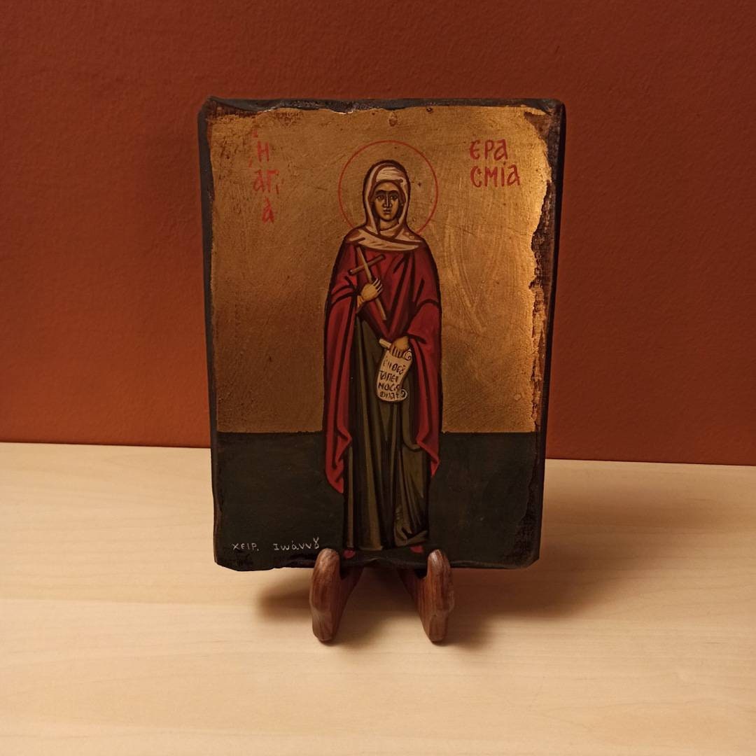 Saint Erasmia, ( Η Αγία Ερασμια ) Hand Painted Greek Orthodox Byzantine ...