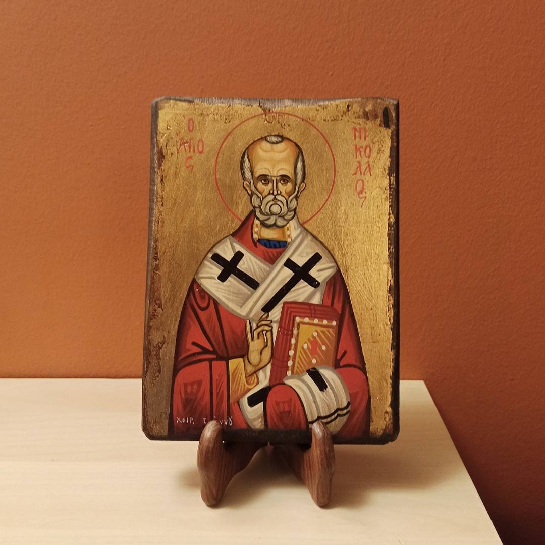 Saint Nickolas, ( Ο Άγιος Νικόλαος ), Hand Painted Greek Orthodox ...