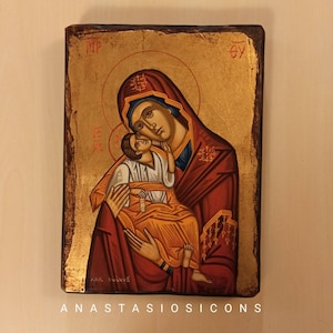 Virgin Mary the Glykophilousa ( Η Παναγία η Γλυκοφιλούσα), Hand Painted Orthodox Byzantine Icon ...