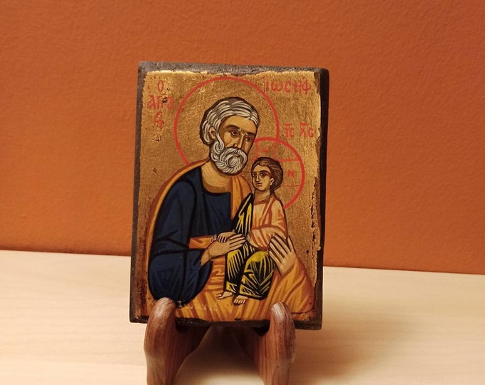 Saint Joseph ( Άγιος Ιωσήφ ) Hand Painted Greek Orthodox Byzantine Icon ...