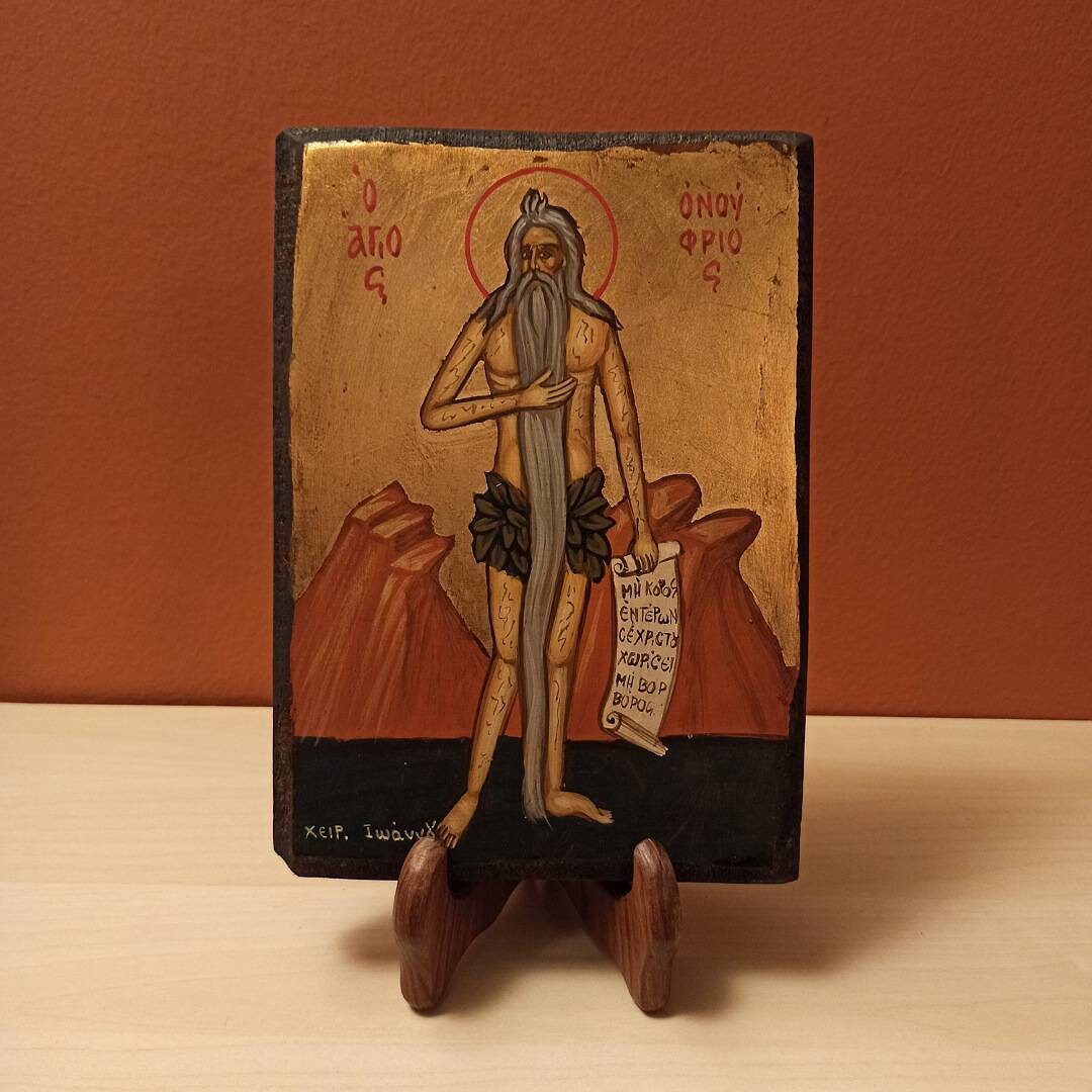 Saint Onuphrius (Άγιος Ονούφριος) Hand Painted Orthodox Byzantine Icon ...
