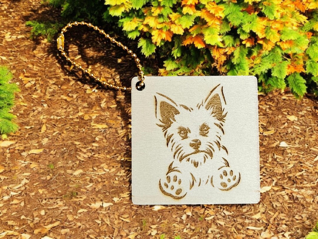 Small Yorkshire Dog Keychain Engraved in Wood - Etsy