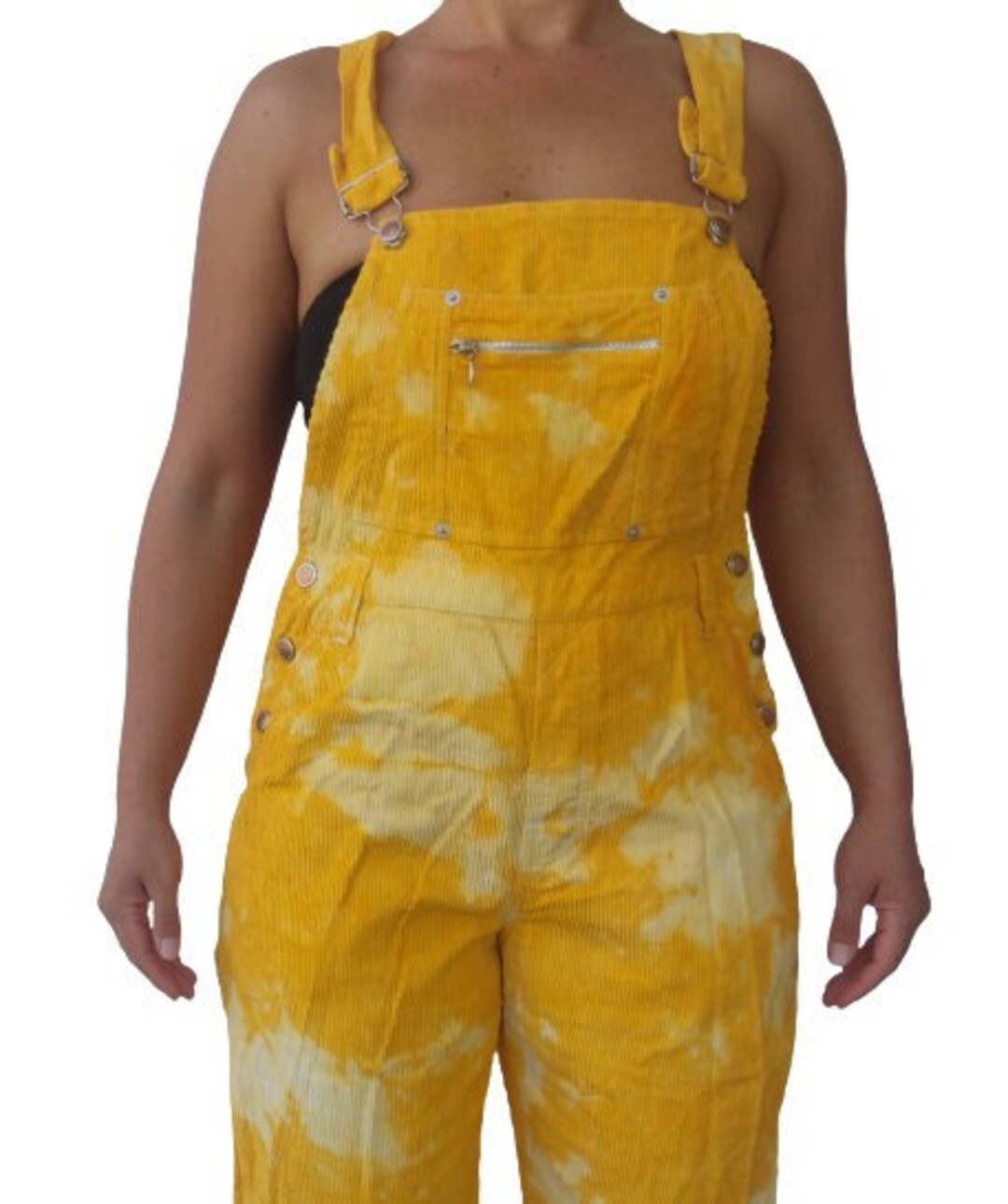 Unisex Tie Dye Corduroy Dungarees/brand New-rework Overall/yellow ...