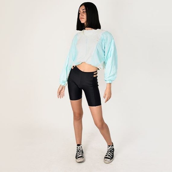Vintage White -Turquoise 90s Crop Top Jacket/ Brand E… - Gem