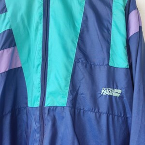 Vintage Blue-green-purple Multi-color Block Jacket/ Unisex Lightwear ...