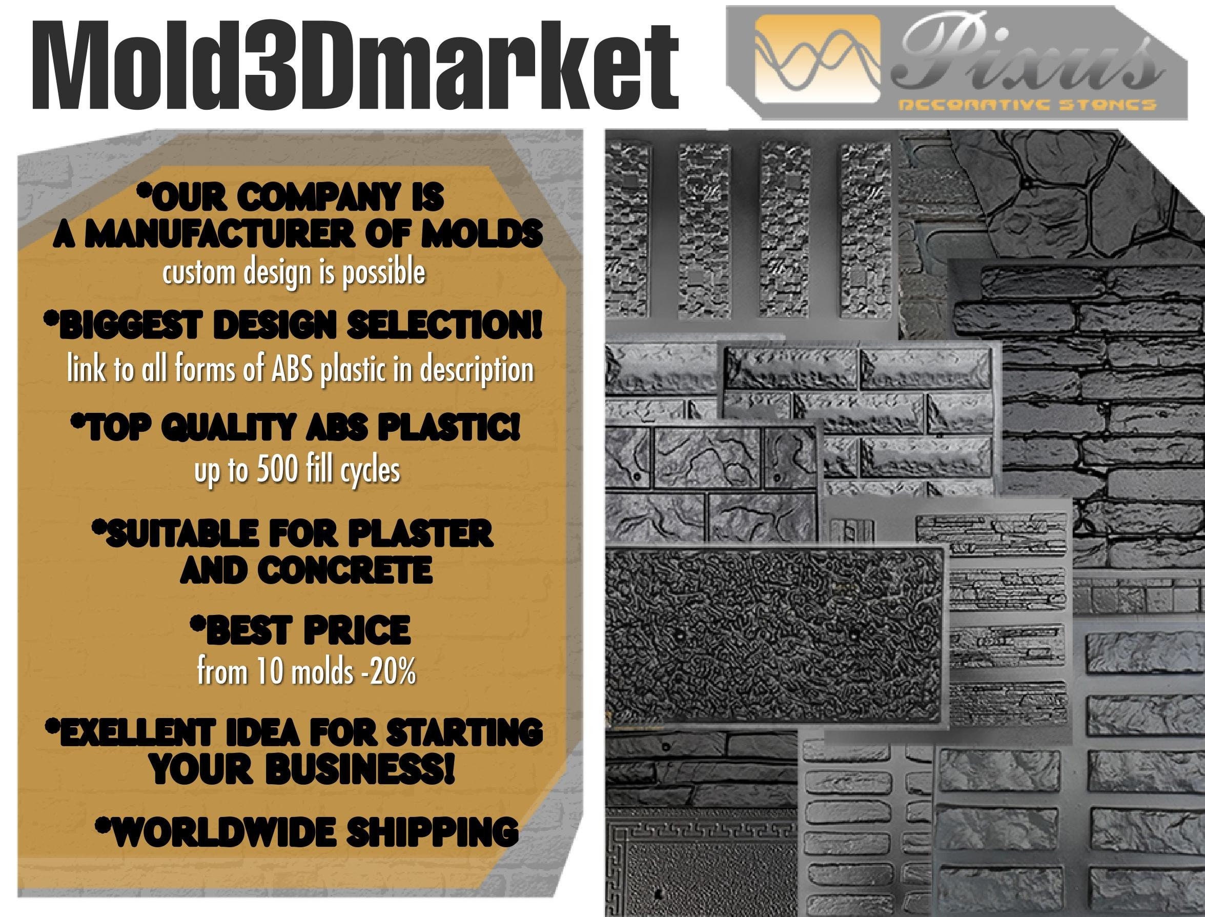 Plastic Mold for Making Decorative Stone Tiles - Bulgarian Slate - DIY ...