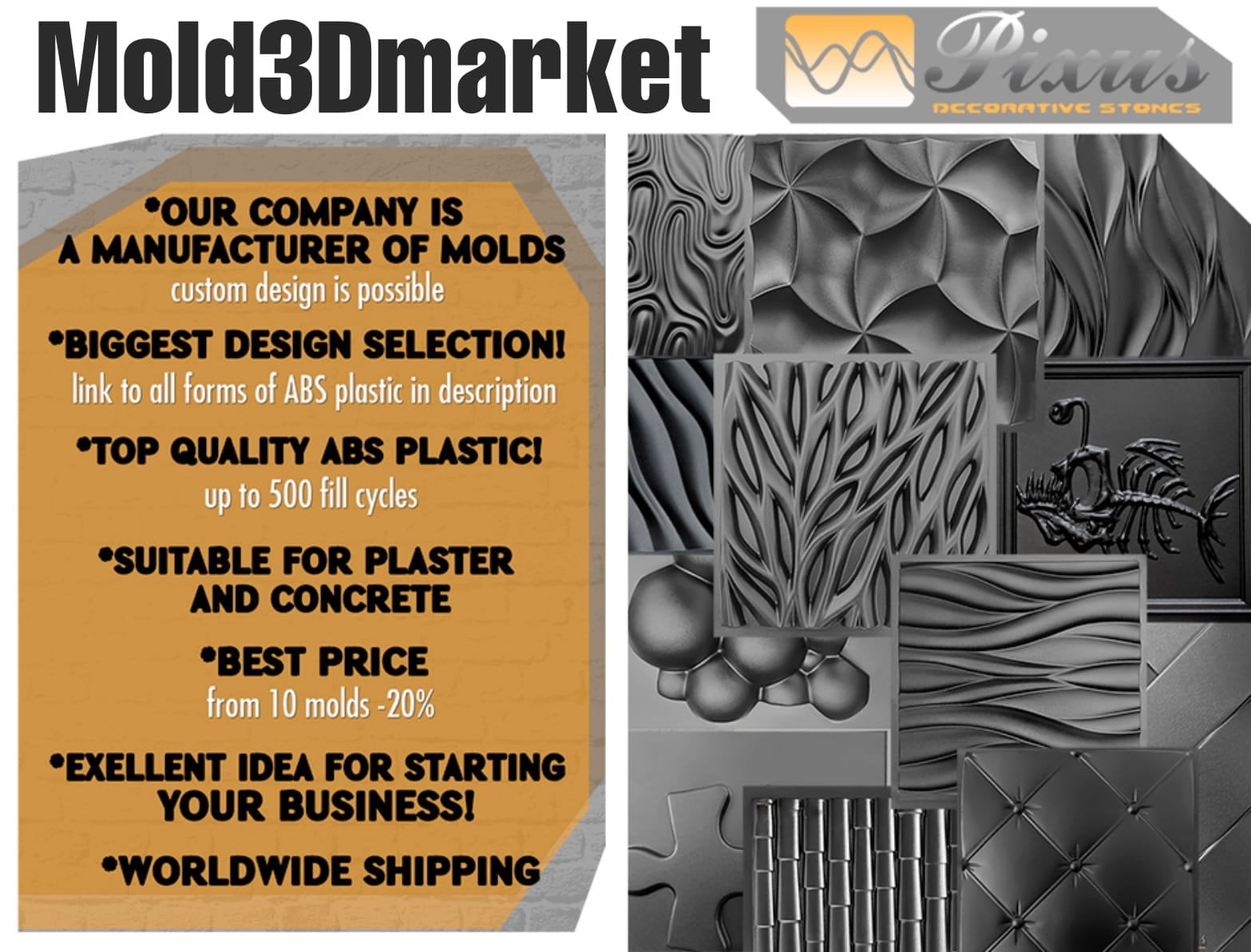 Lines 2 Plastic Mold 3D Panel for Manufacture From Plaster | Etsy