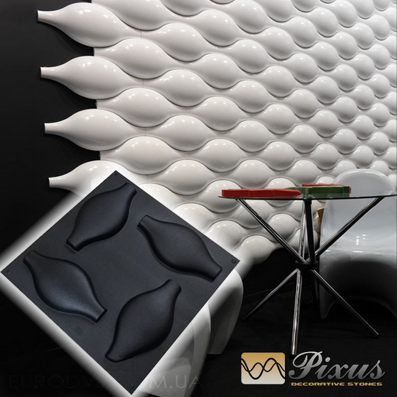 Dew - Plastic Mold for Decorative 3D Wall Panel for Gypsum or Concrete ...