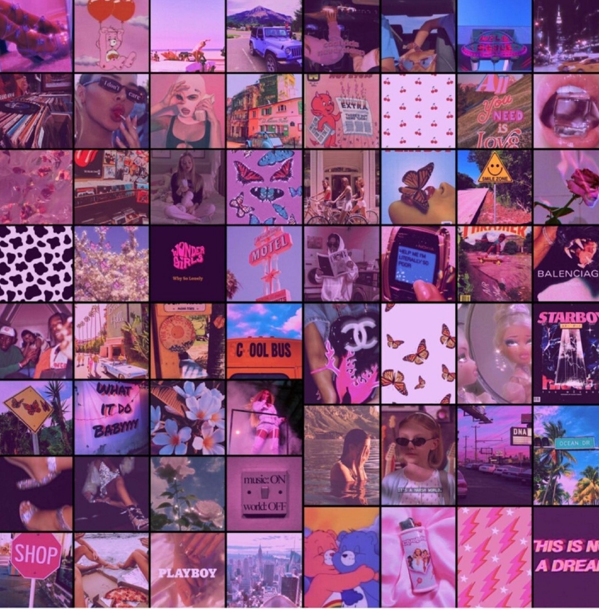 60pcs Pink Wall Collage Kit Aesthetic Pictures 4x6 Warm Color Etsy