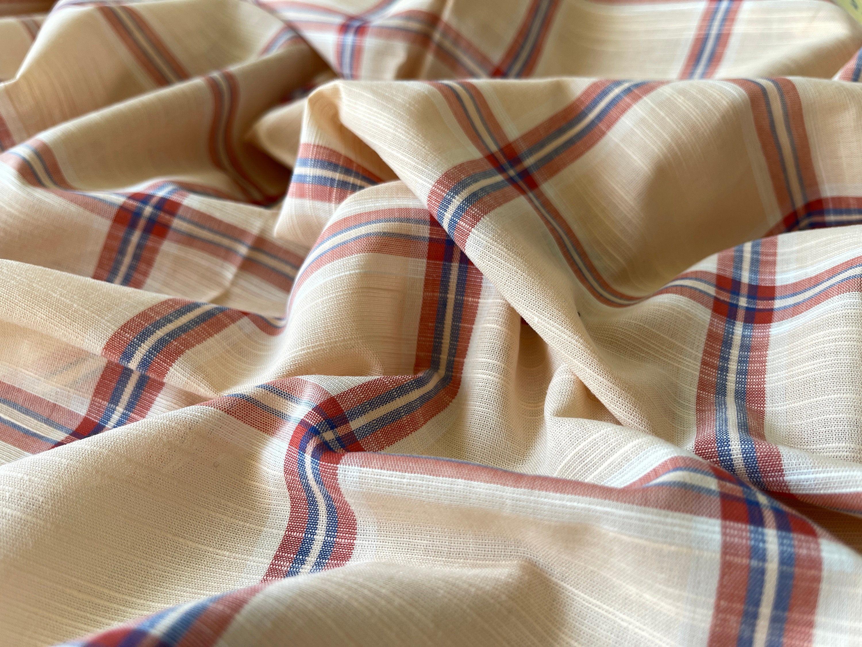 Cotton Plaid Slub Texture Fabric by the Yard Blouse Shirt - Etsy