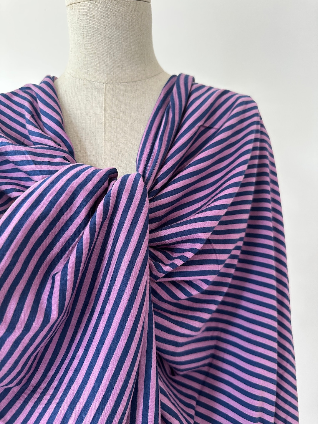 Merino Wool Striped Plain Jersey Knit 100% Merino Yarn Dyed Pinstripe ...