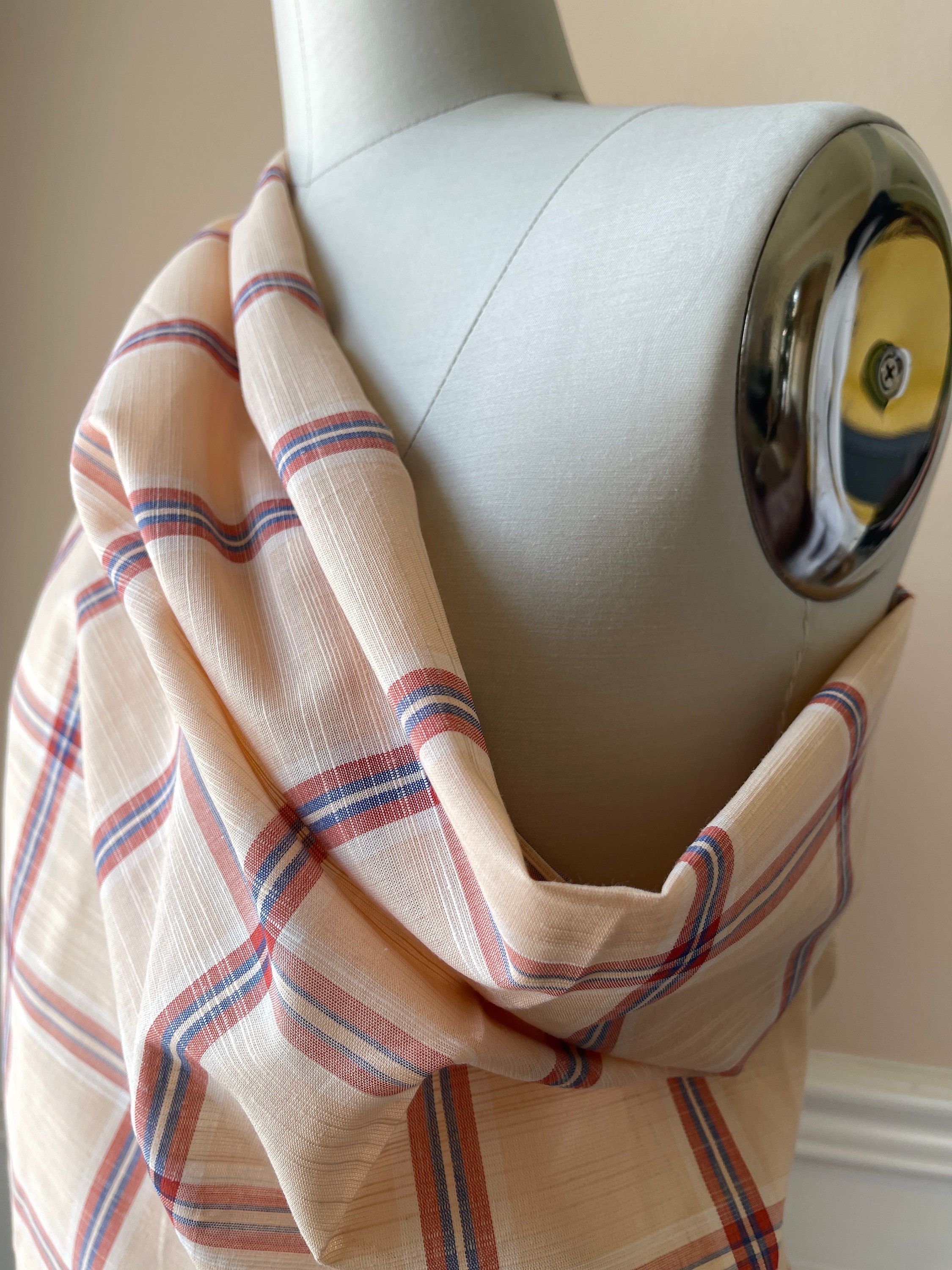 Cotton Plaid Slub Texture Fabric by the Yard Blouse Shirt - Etsy