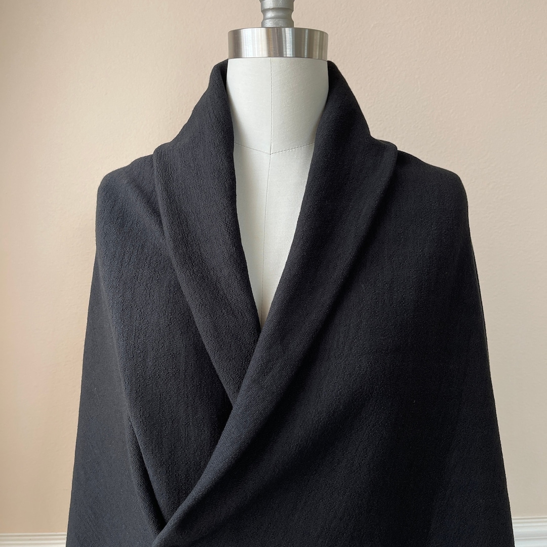 Merino Wool Blend Fabric 4 Way Stretch Ponte Knit 350gsm - Black EZ21 ...