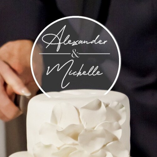 Wedding Cake Topper Clear Acrylic Floral Personalized Cake - Etsy