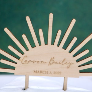 Sun Cake Topper / Personalized Wedding Cake Topper / Rustic Wedding ...