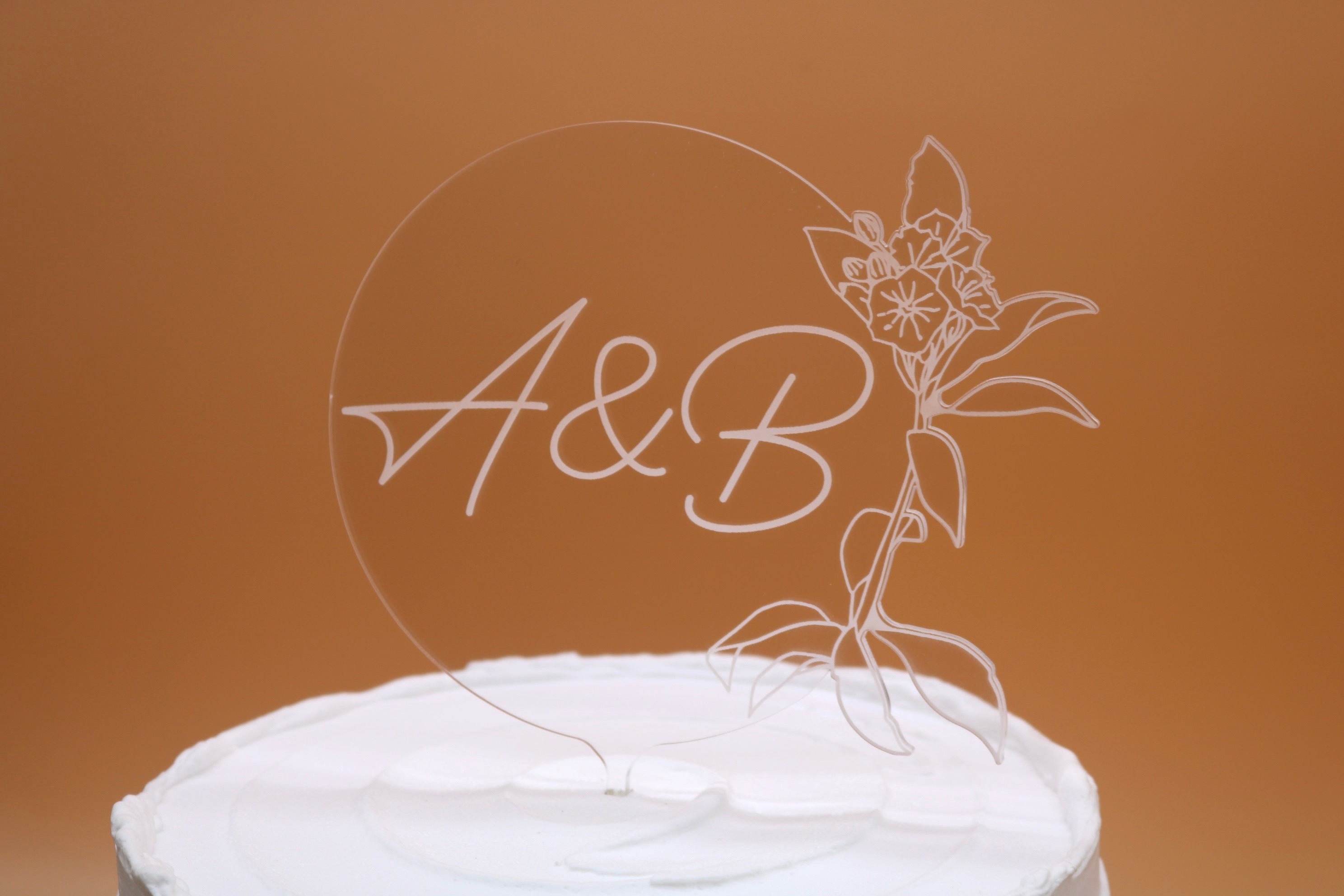 Personalized Acrylic Wedding Cake Topper Clear Floral Cake - Etsy