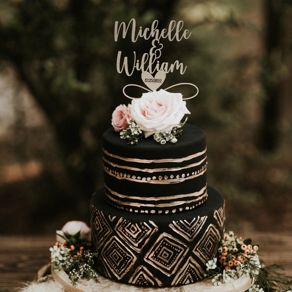 Gold Mr and Mrs Cake Topper Rustic Custom Cake Topper - Etsy