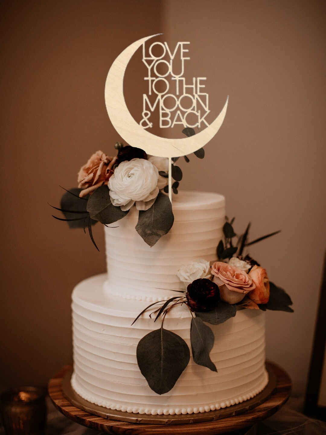 Moon Cake Topper / Rustic Wedding Cake Topper / Custom Mr Mrs Cake ...