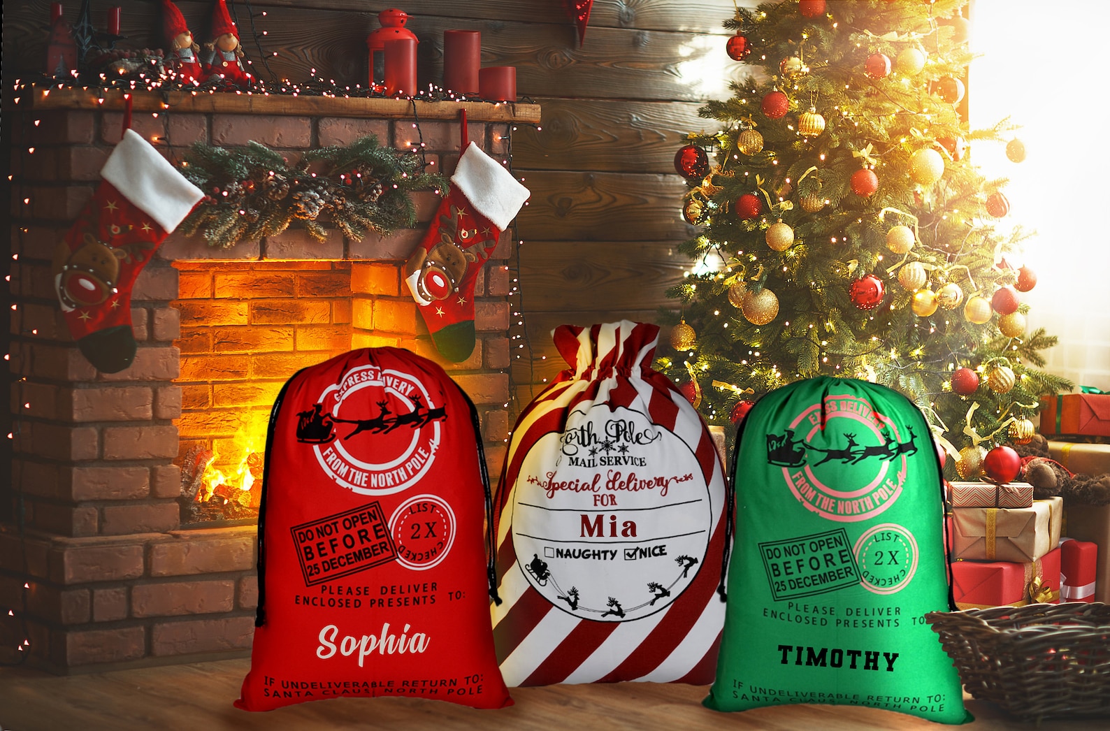 Personalised Santa Sacks Stockings for Christmas Kids Gift | Etsy