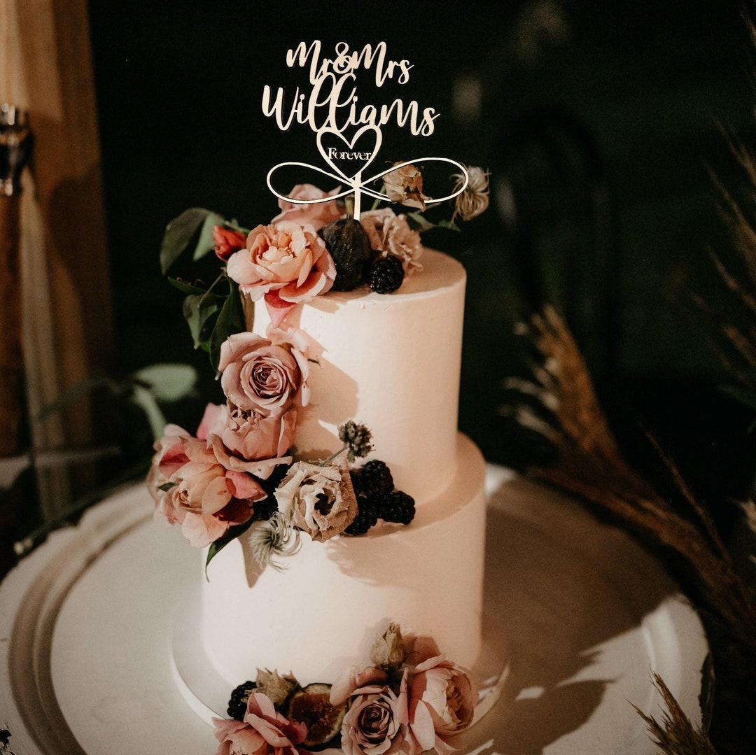 Gold Wedding Cake Topper / Rustic Wedding Cake Topper / Personalized ...