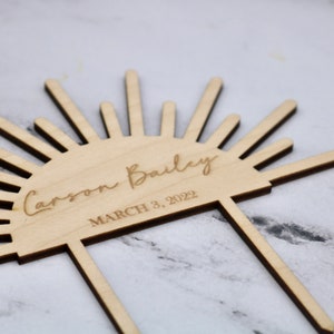 Sun Cake Topper / Personalized Wedding Cake Topper / Rustic Wedding ...