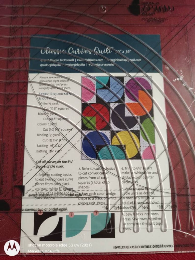 Classic Curves Ruler by Color Girl Quilts Tool for Drunkards Path ...