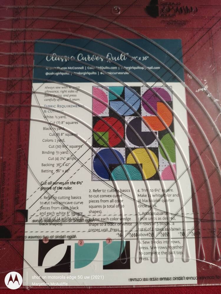 Classic Curves Ruler by Color Girl Quilts Tool for Drunkards Path ...