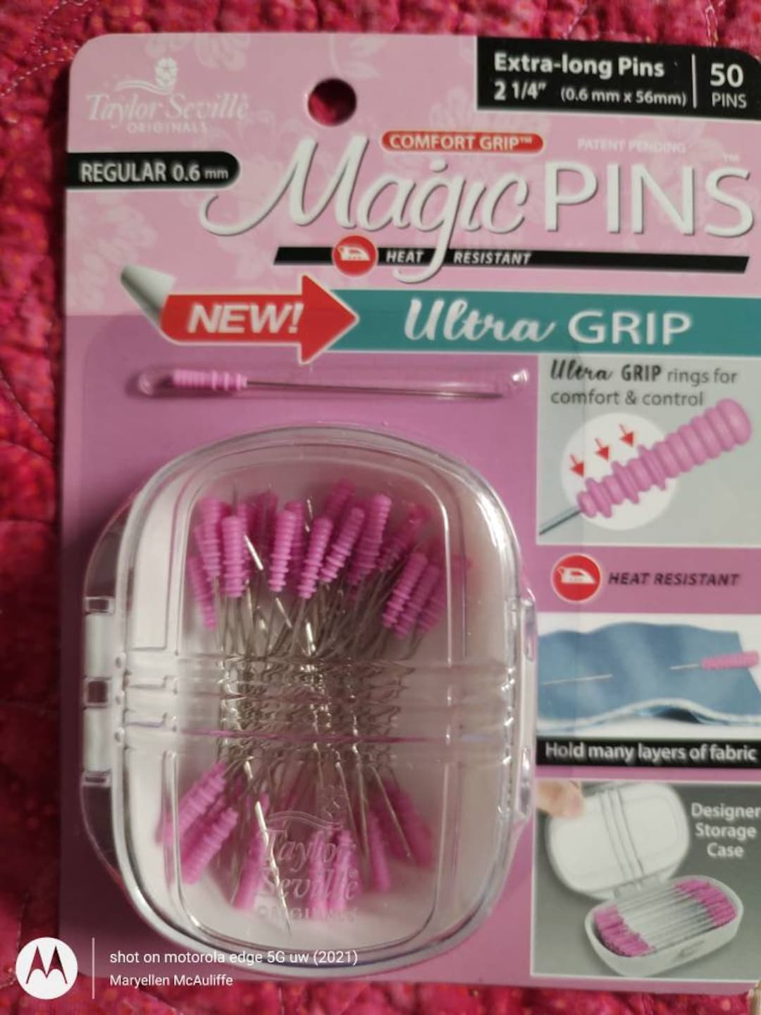 Taylor Seville Magic Pins Pink Extra Long Heat Resistant Comfort Grip ...