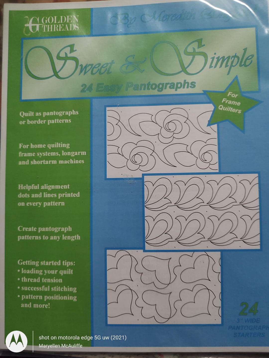 Golden Threads Sweet and Simple Pantographs Paper 3in Wide Designs to ...