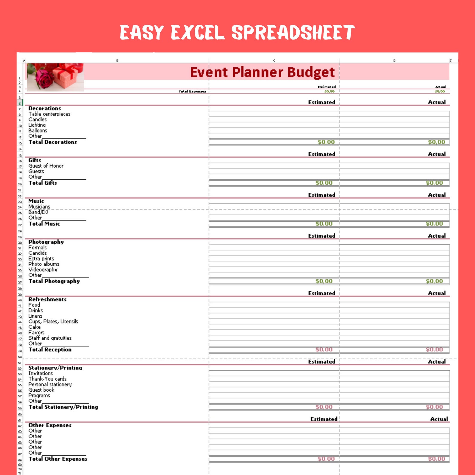 Event Budget Planner Wedding Budget Planner Excel budget | Etsy