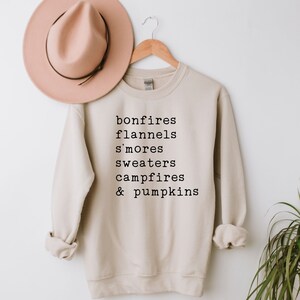 Fall Sweatshirt, Bonfires Flannels Campfires and Pumpkins Sweatshirt ...