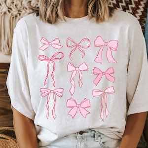 Comfort Colors® Pink Bow Shirt, Ribbon Bow Shirt, Girly Girl Shirt ...