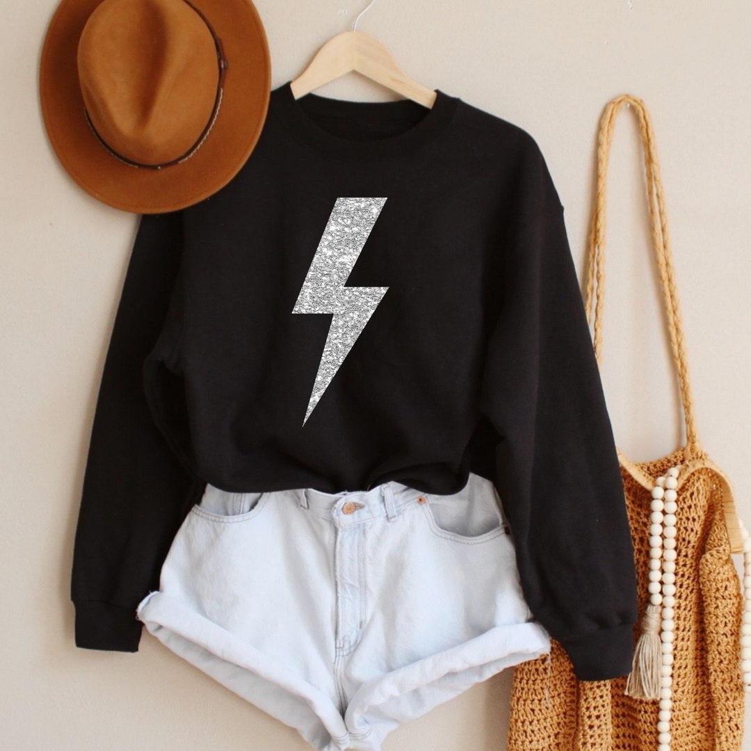 Lightning Bolt Sweatshirt, Glitter Lightning Bolt Shirt, Lightning Bolt ...