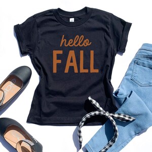 Kids Hello Fall Shirt, Girls Hello Fall Tee, Toddler Fall Shirt, Kids ...