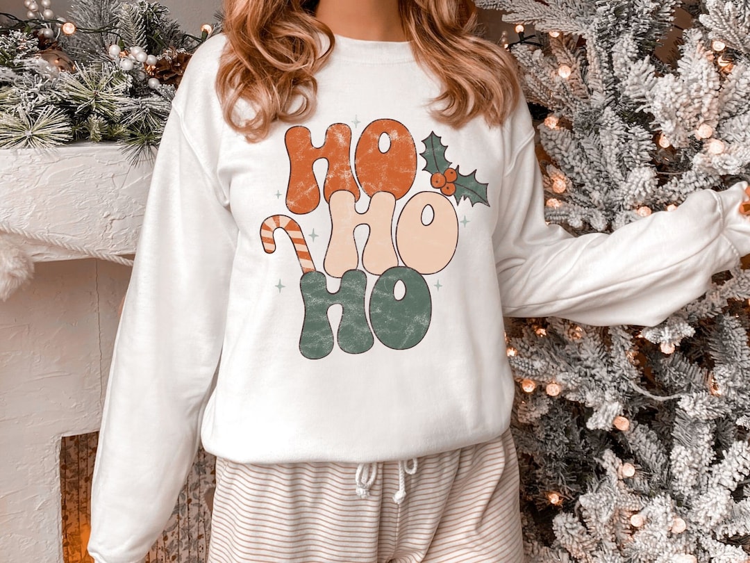Retro Christmas Shirt, Funny Christmas Sweater Women, Ho Ho Ho Sweater ...