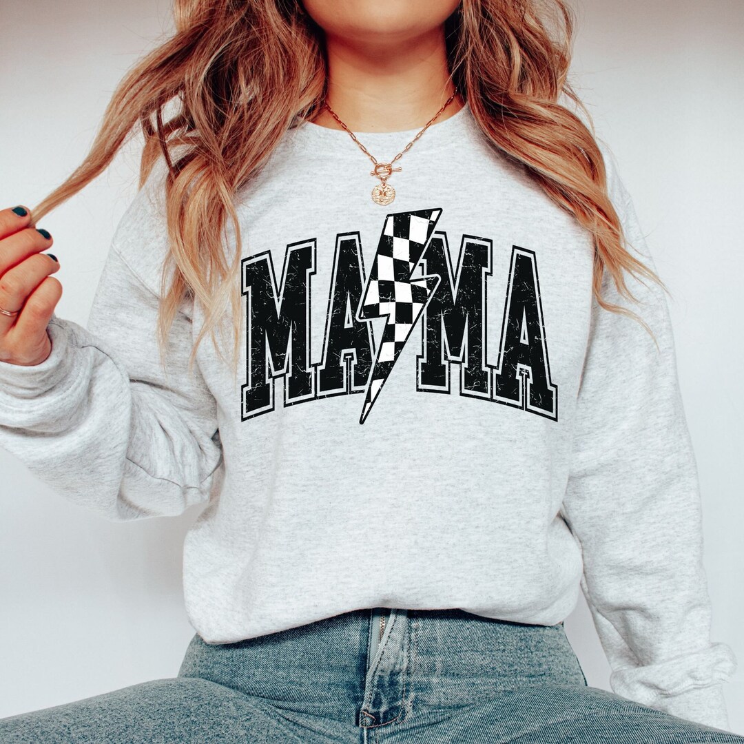 Retro Checkered Mama Sweatshirt: Fall Mom Shirt - Etsy