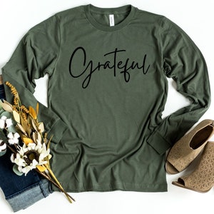 Grateful Long Sleeve Shirt - Womens Thanksgiving Tee - Etsy