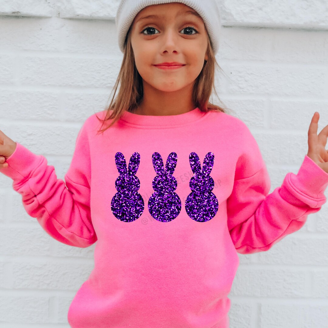 Girls Glitter Easter Peeps Sweatshirt, Cute Easter Shirt for Kids ...