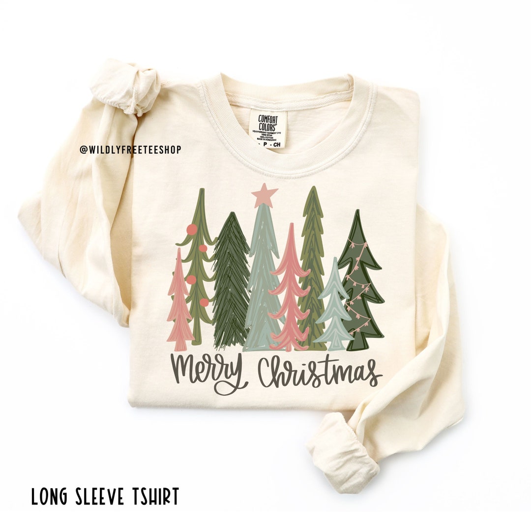 Christmas Trees Shirt, Long Sleeve Christmas Shirt, Comfort Colors ...