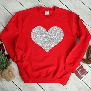 Valentines Shirt, Rose Gold Glitter Heart Sweatshirt, Valentines ...