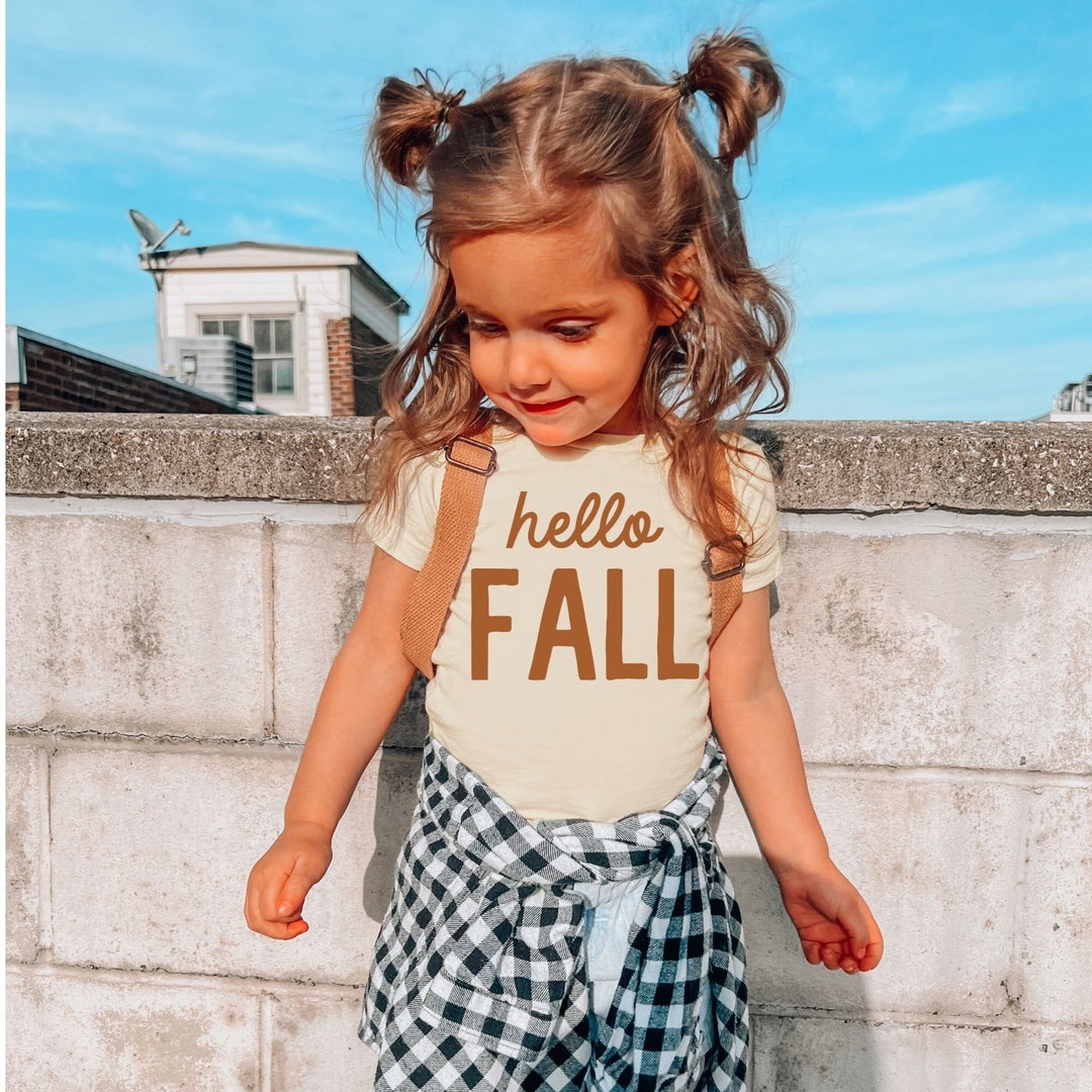 Kids Hello Fall Shirt, Girls Hello Fall Tee, Toddler Fall Shirt, Kids ...