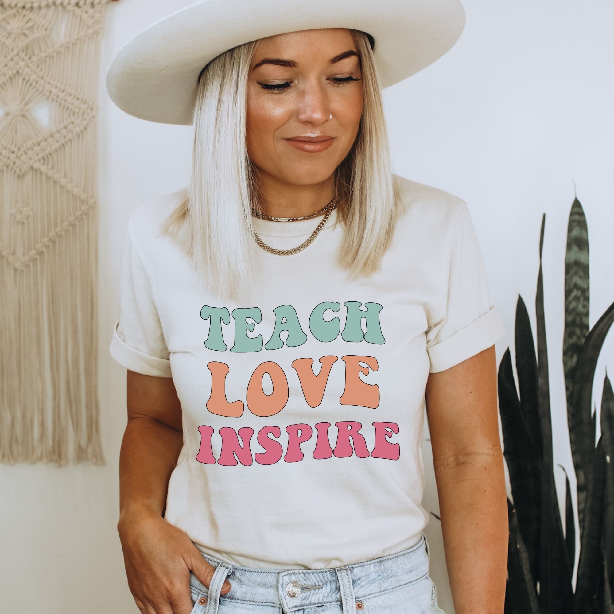 Teach Love Inspire Teacher Shirt Retro Teacher Shirt Teacher Etsy
