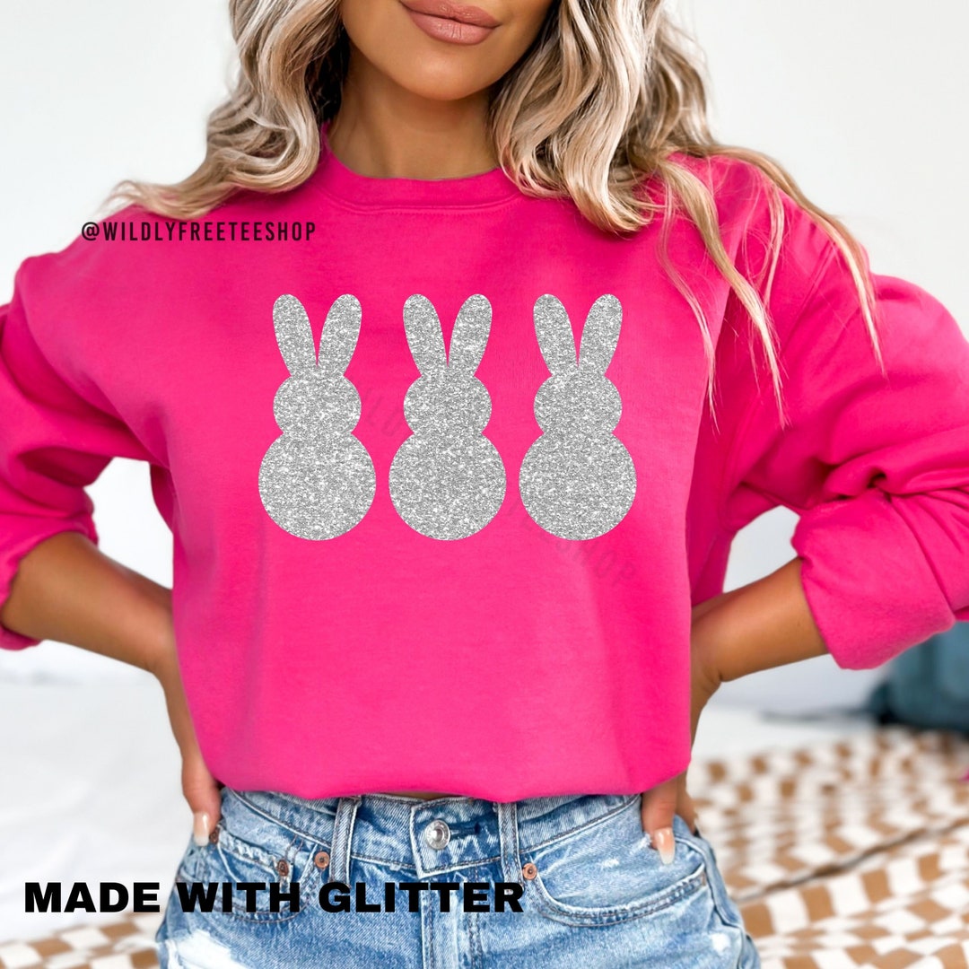 Sparkly Glitter Easter Peeps Bunny Shirt, Spring Easter Sweatshirt ...