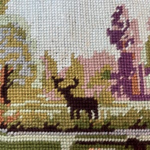 Forest Scene With Stag in the Background During Sunset, French Vintage ...