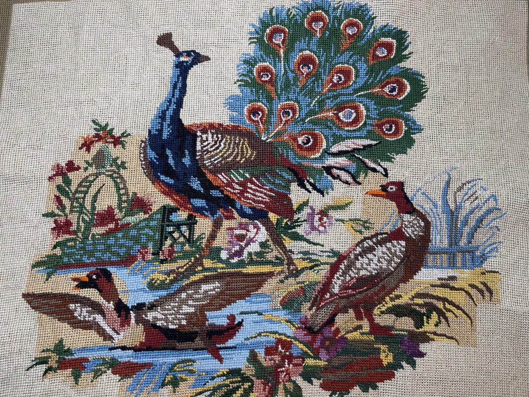 Rare Peacock With Pheasant and Red Mallard- French Needlepoint (32F) - Etsy