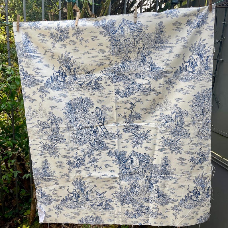 Blue Toile Fabric - Etsy