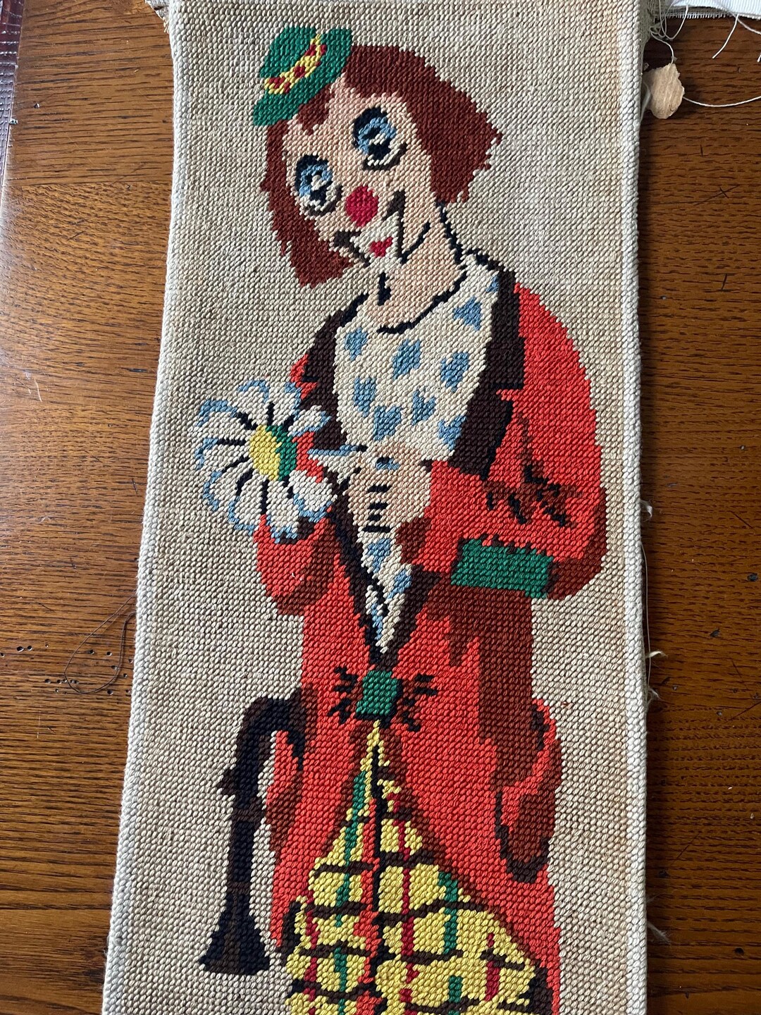 Rare Vintage Needlepoint of a Clown French Vintage (4) - Etsy
